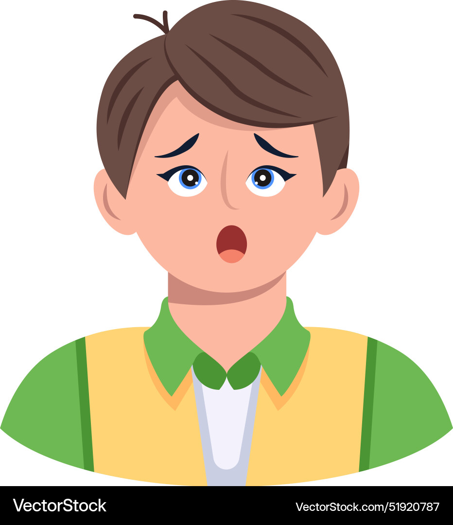 Weba cute little shocked boy flat icon Royalty Free Vector
