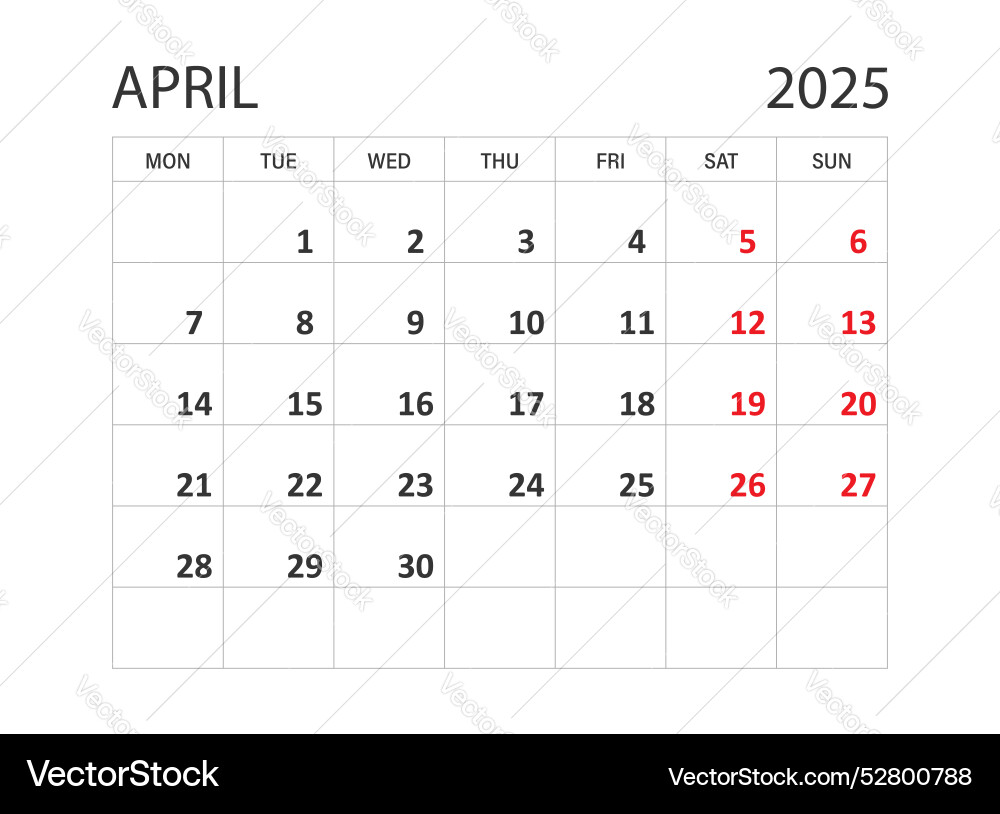 Calendar april 2025 icon in flat style planner Vector Image