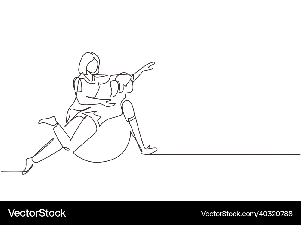 Continuous one line drawing physiotherapy Vector Image