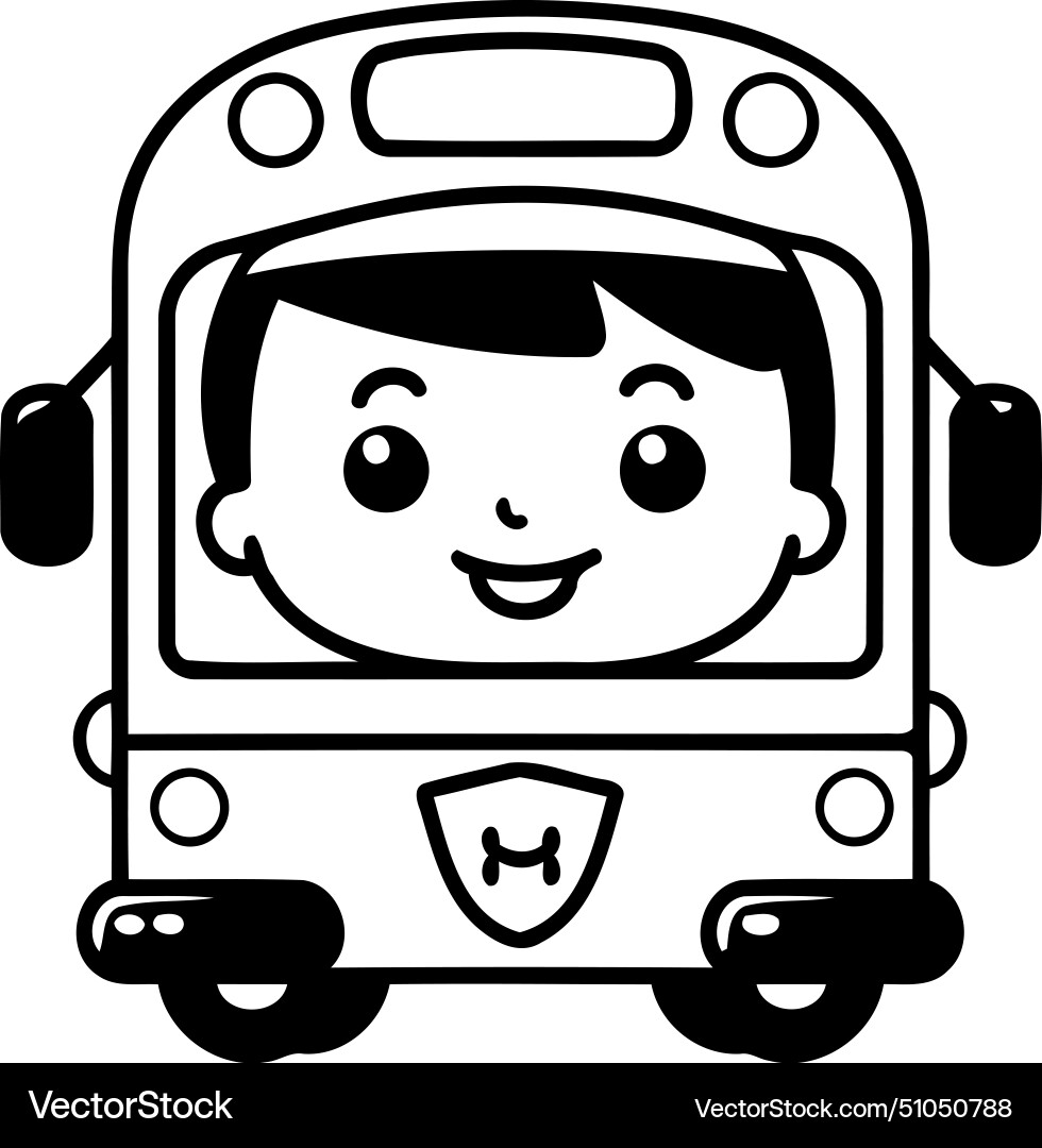 Cute boy in school bus cartoon Royalty Free Vector Image