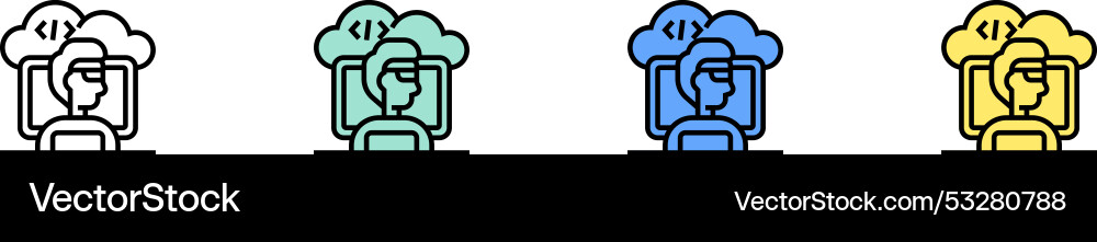 Developer icon outline green blue and yellow Vector Image