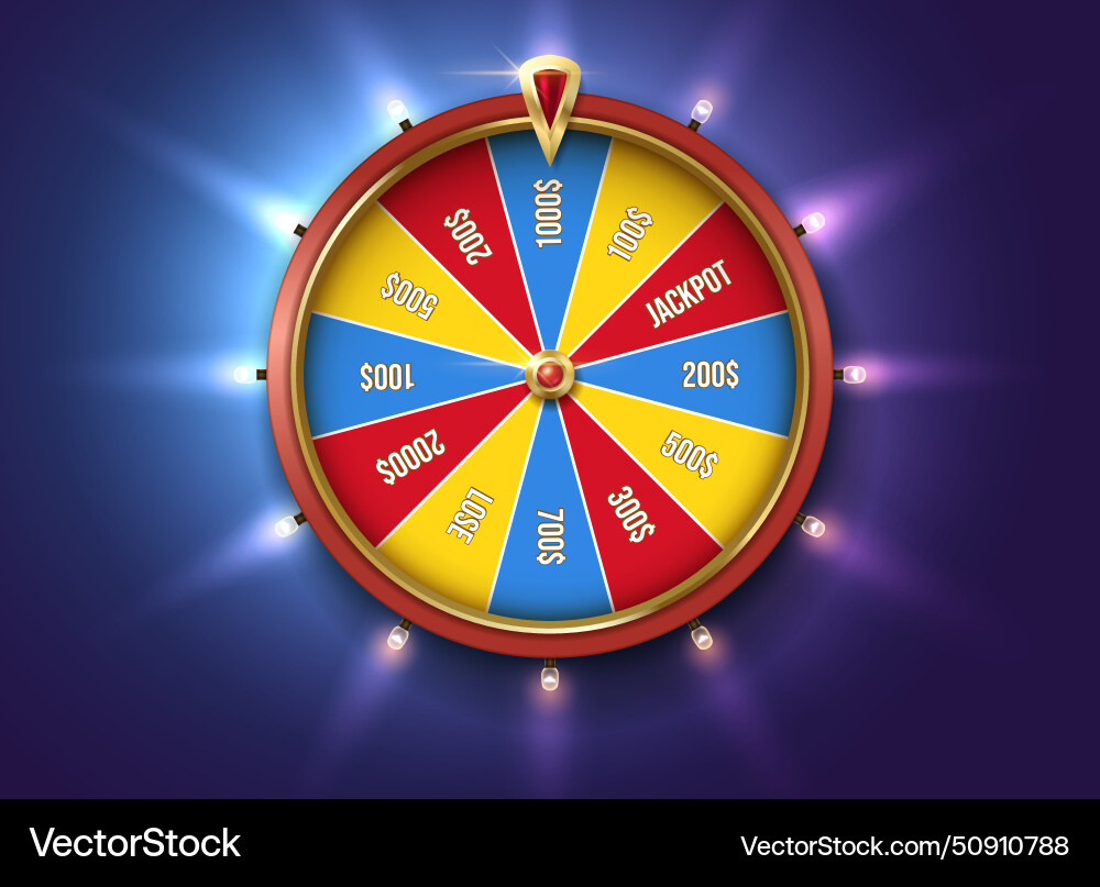 Glowing fortune wheel color realistic Royalty Free Vector