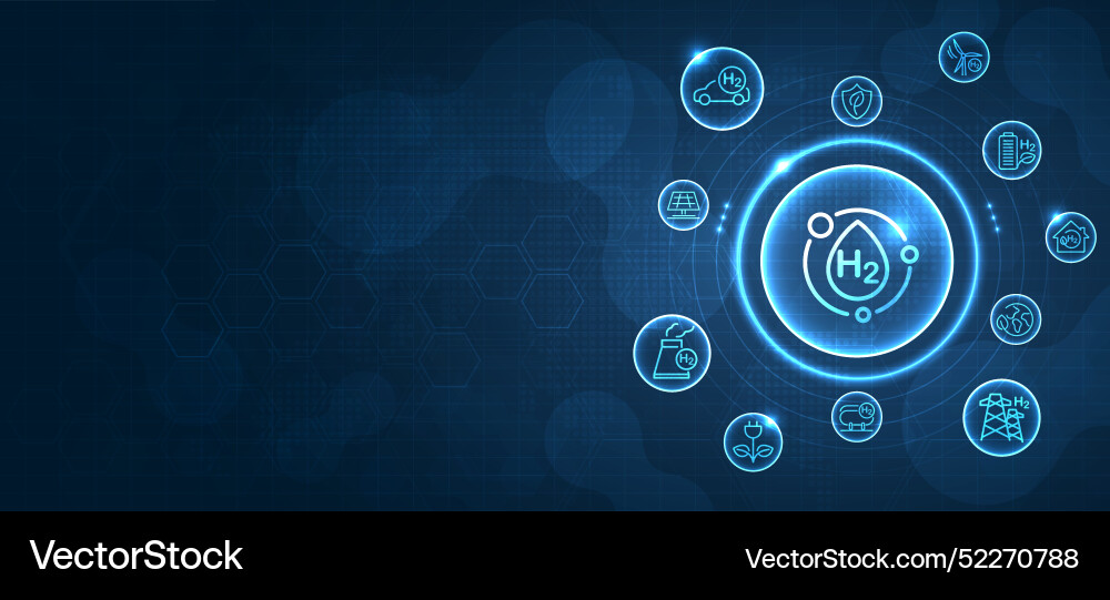Hydrogen and h2 with icons for sustainable Vector Image