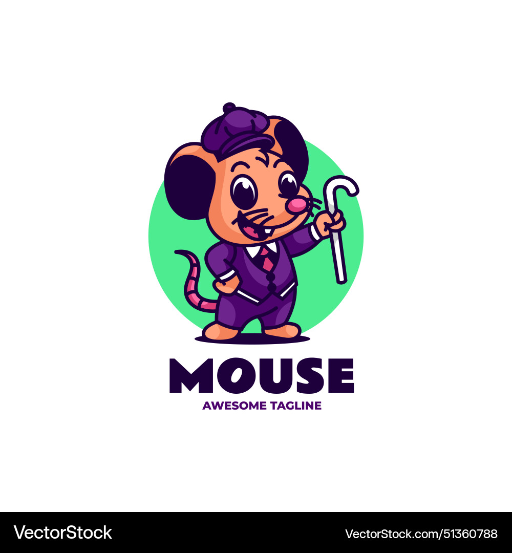 Logo mouse mascot cartoon style Royalty Free Vector Image