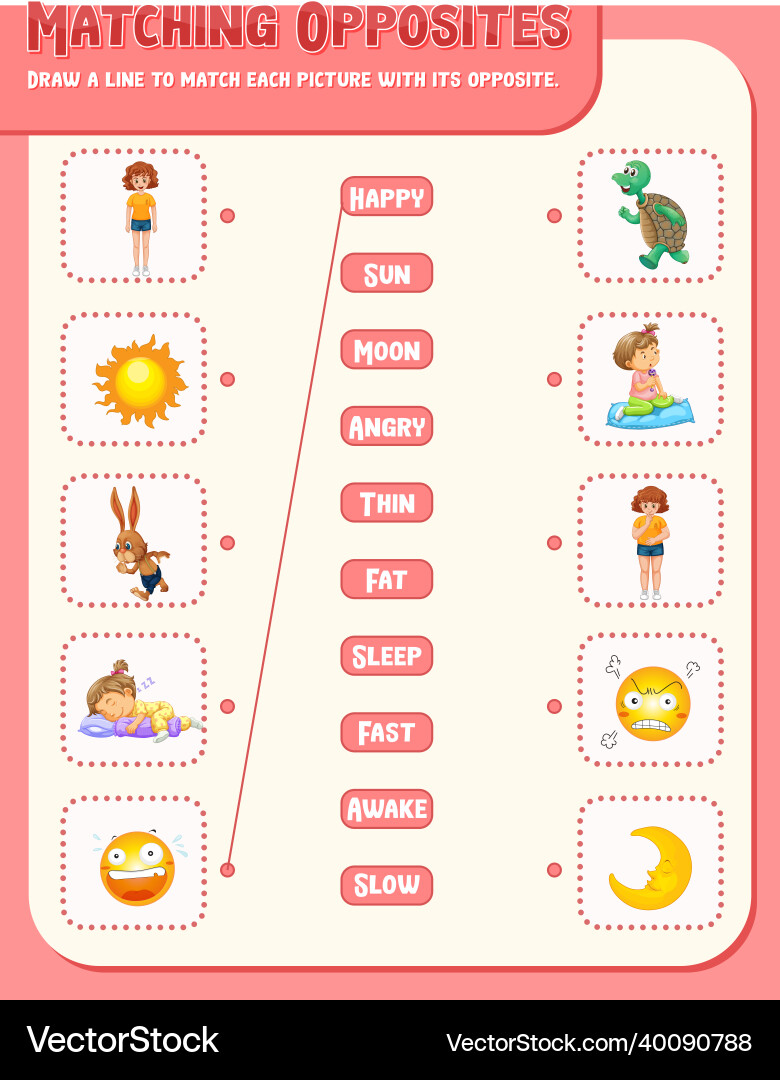 Matching Words to Pictures Worksheet Royalty Free Vector