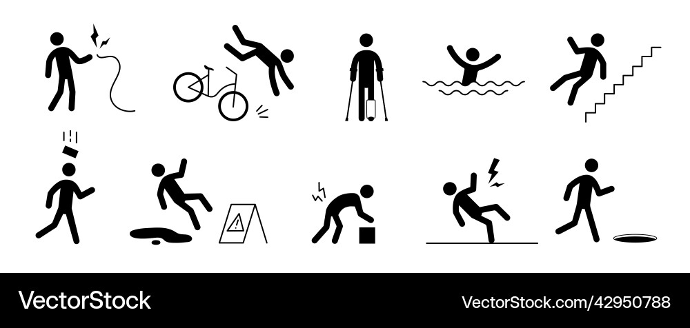 Slipping Man Danger Pictogram Royalty Free Vector Image