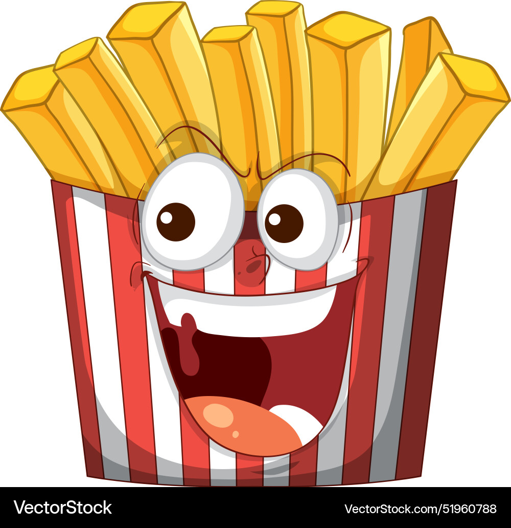 Smiling fries in a striped container Royalty Free Vector