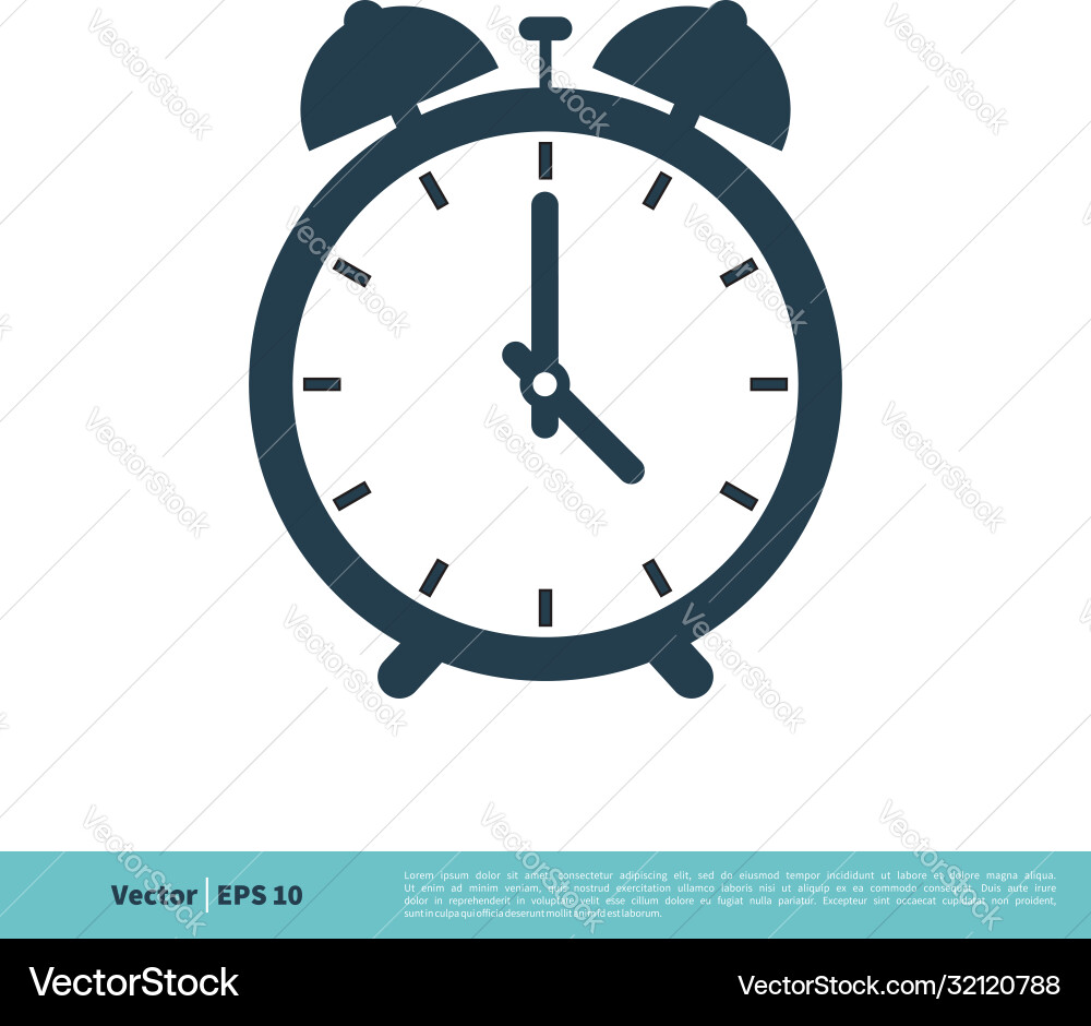 Wake up clock icon logo template alarm Royalty Free Vector