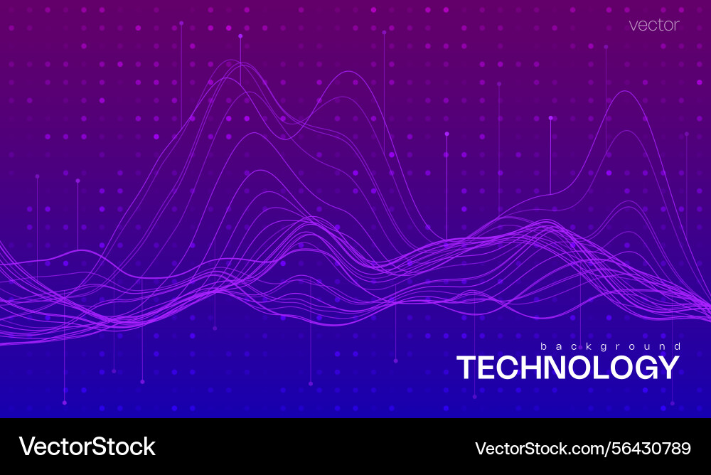 Ai blue purple tech abstract background with wavy Vector Image