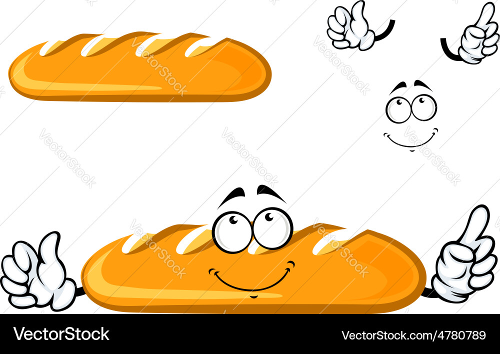 Cartoon dreamy long loaf bread character Vector Image