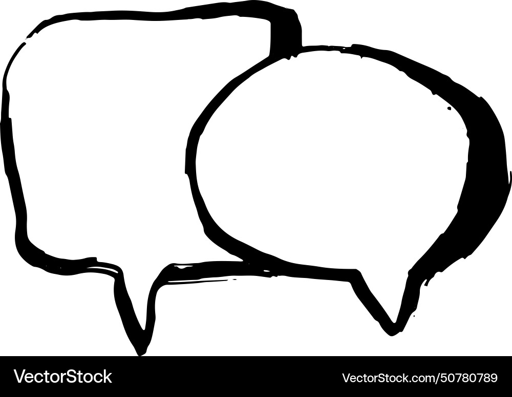 Hand Drawn Brush Ink Speech Bubble Icon Royalty Free Vector