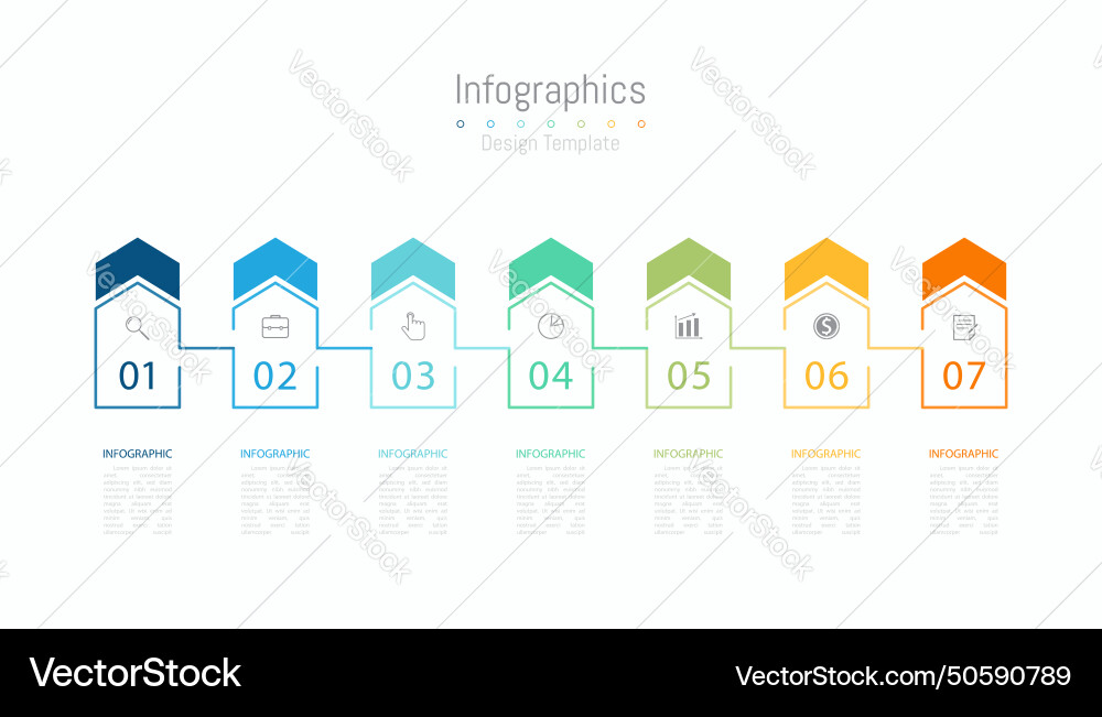 Infographic 7 options design elements Royalty Free Vector