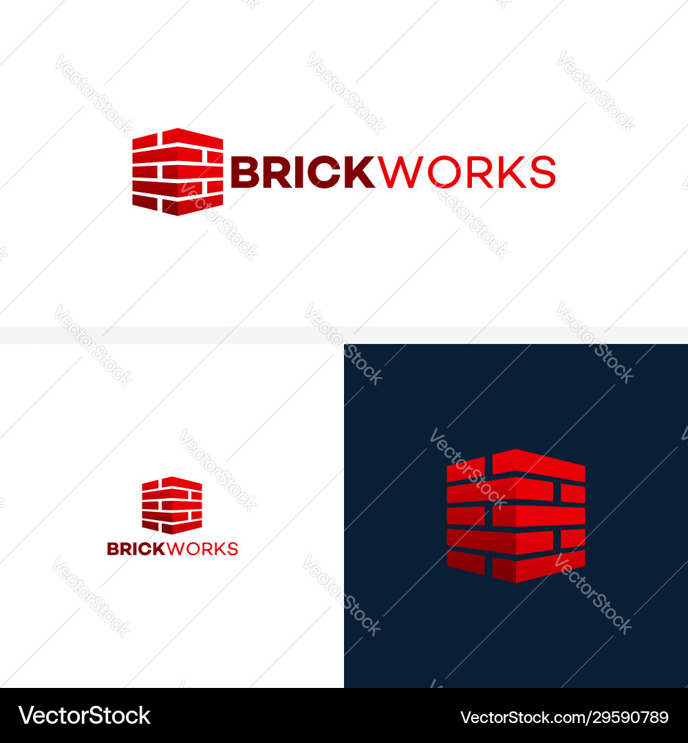 Modern flat brick logo work simple Royalty Free Vector Image
