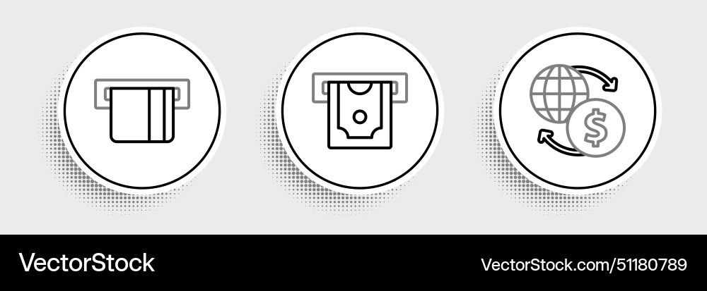 Set line money exchange credit card inserted and Vector Image