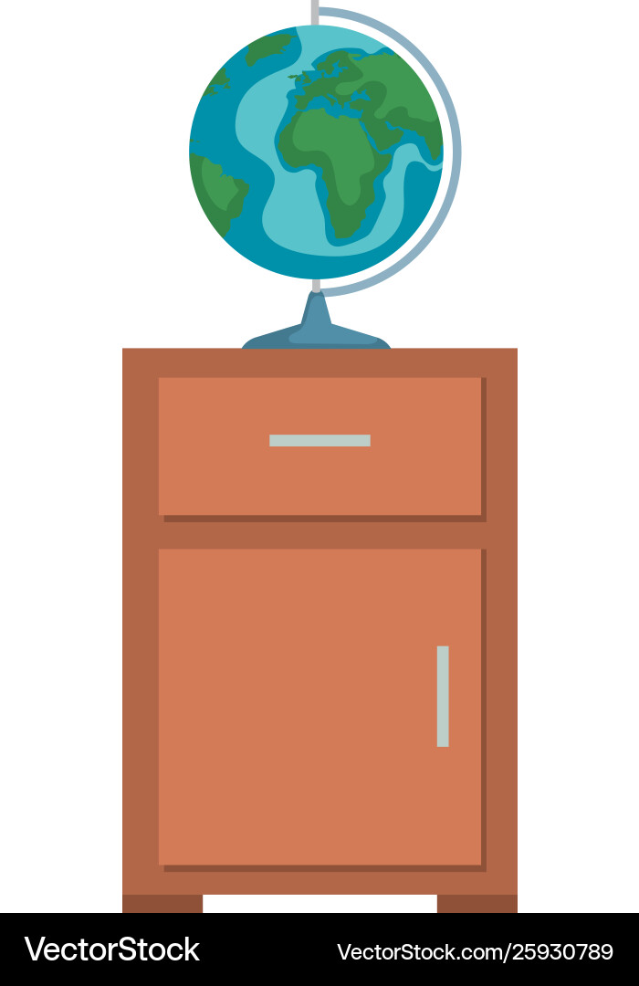 World map earth in drawer wooden Royalty Free Vector Image