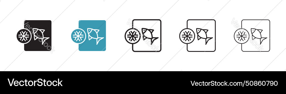 Frozen food icon set ice symbol Royalty Free Vector Image