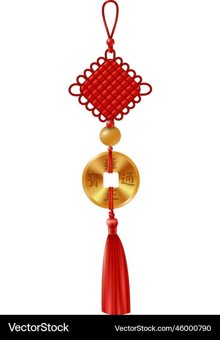 Hanging lucky coin composition Royalty Free Vector Image