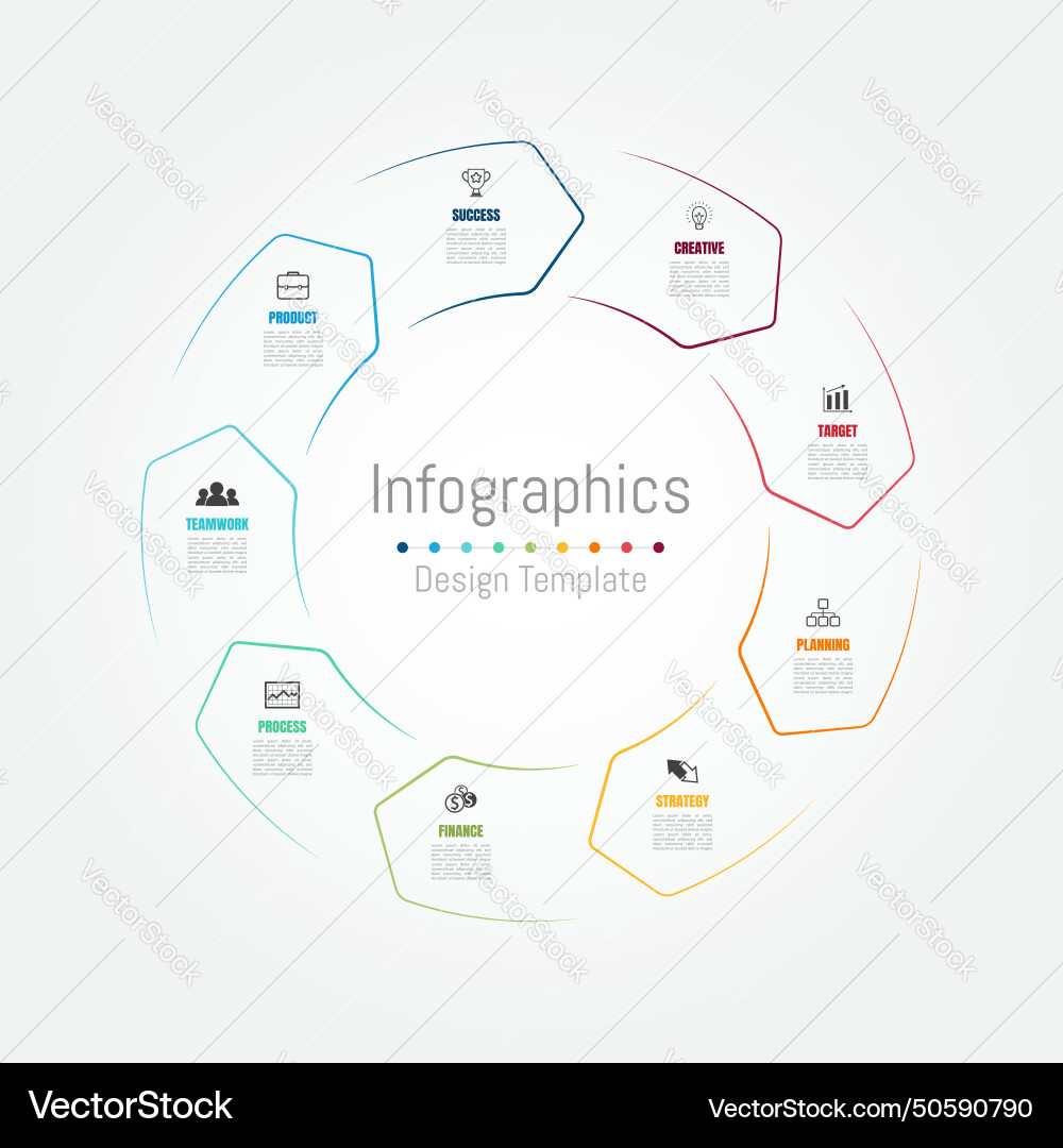 Infographic 9 options design elements Royalty Free Vector