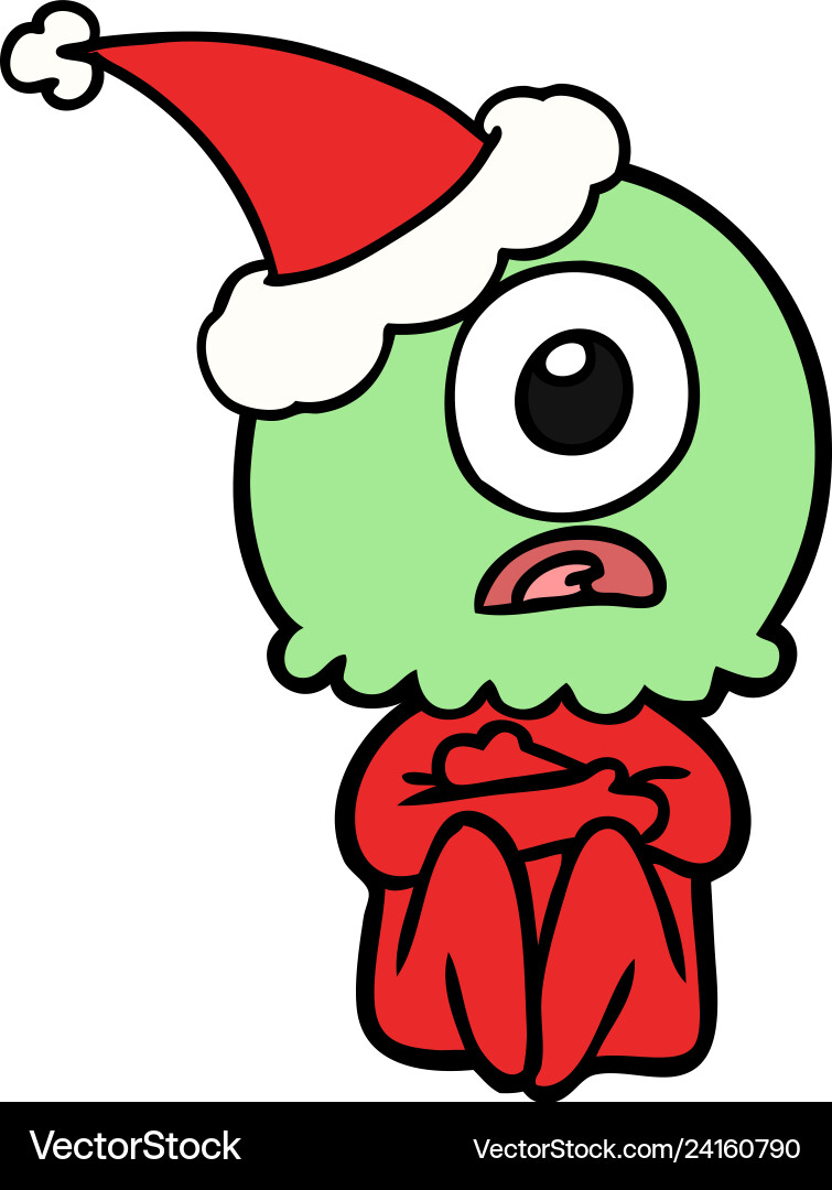 Line drawing of a cyclops alien spaceman wearing Vector Image