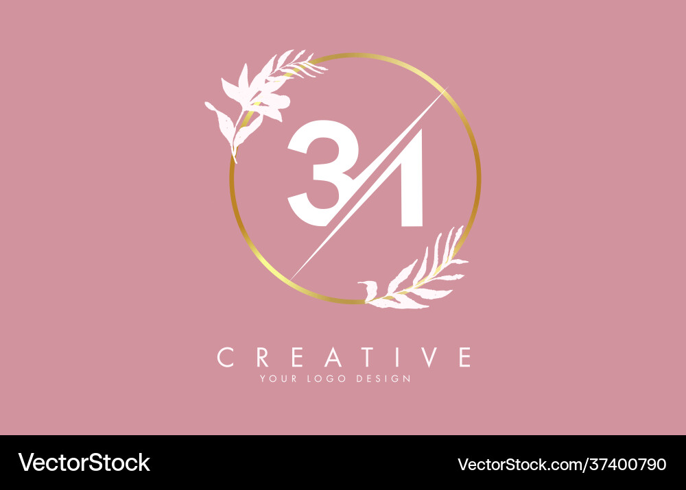 Number 31 3 1 logo design with golden circle Vector Image