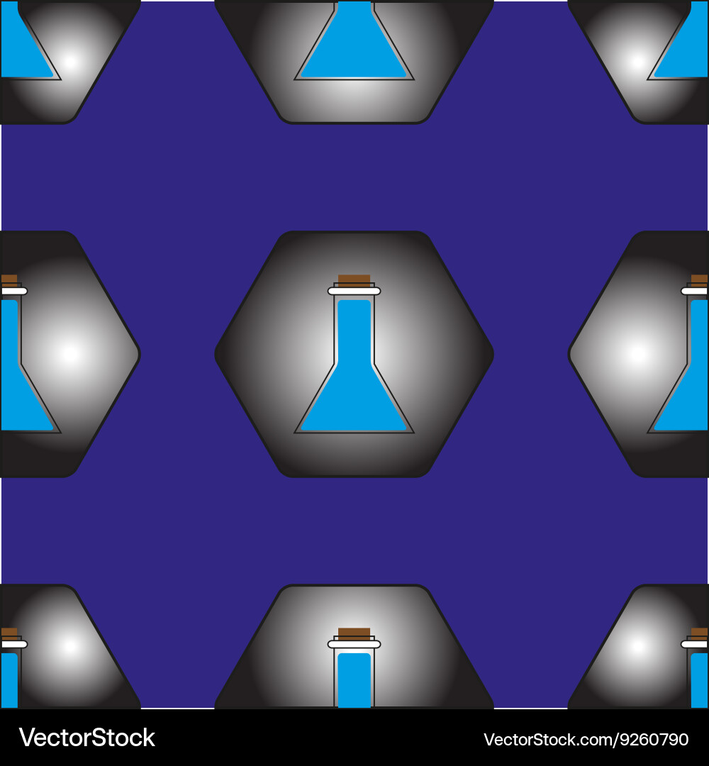 Pattern of flasks in hexagons which represent Vector Image