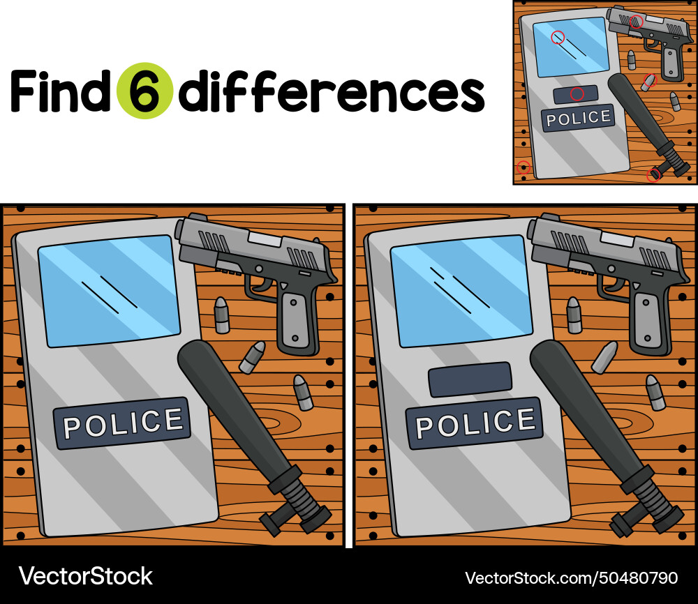 Police officer equipment find the differences Vector Image