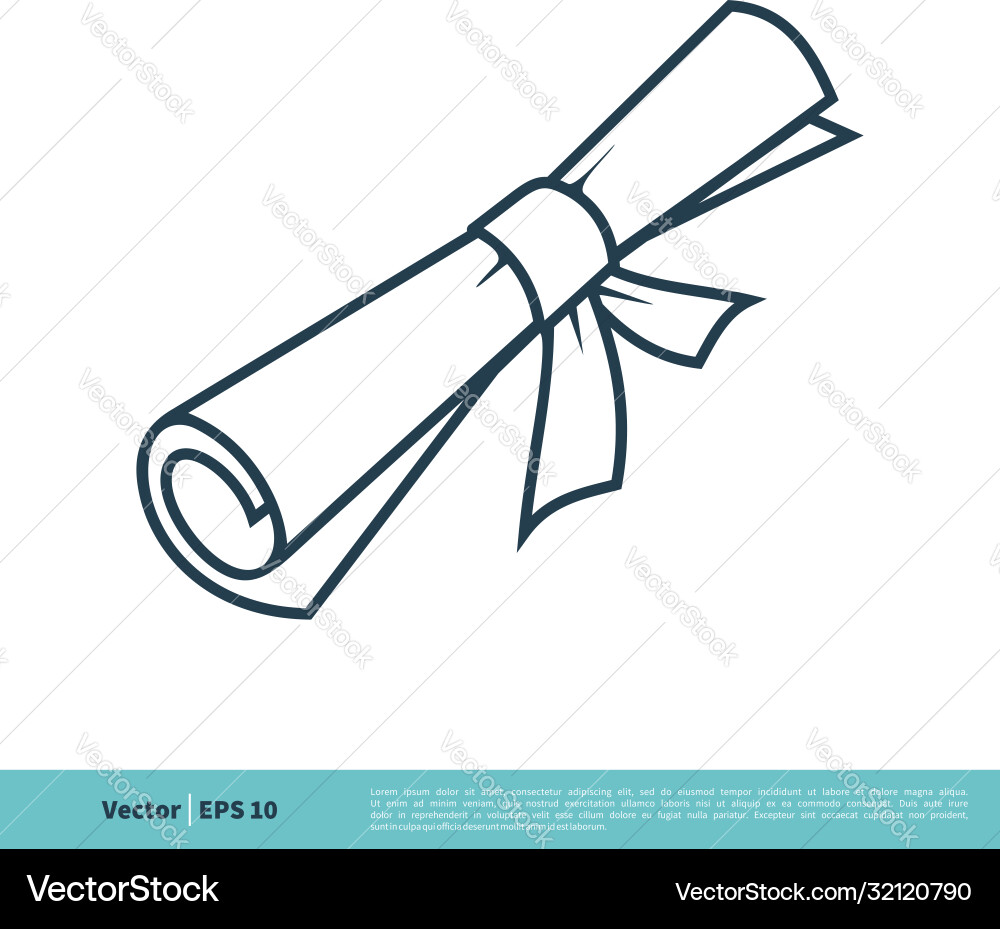 Scroll paper graduation certification icon logo Vector Image Scroll paper graduation certification icon logo Vector Image