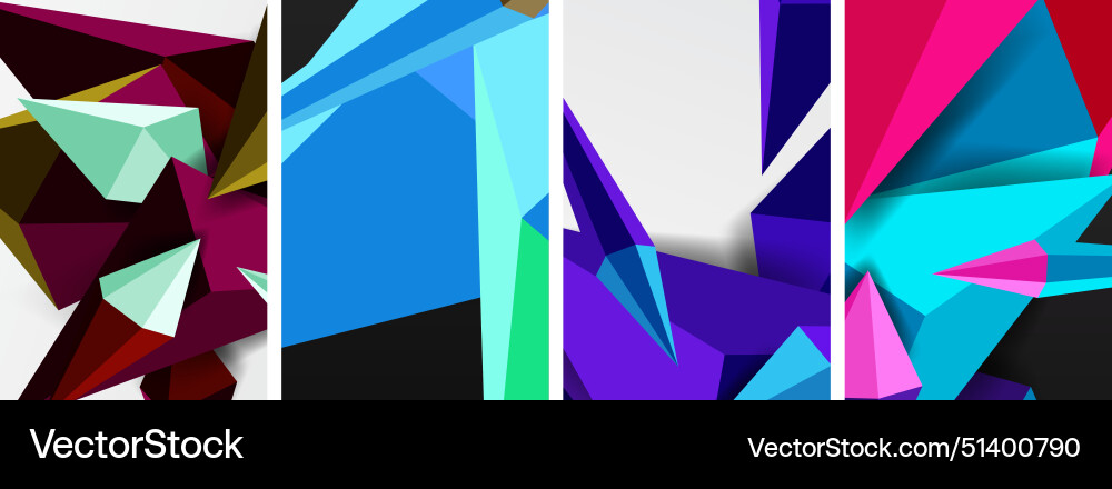 Set of triangle geometric low poly 3d shapes Vector Image