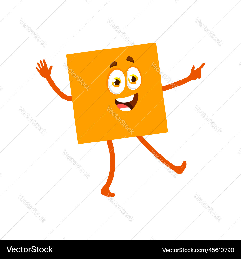 Square math or geometric shape cartoon character Vector Image