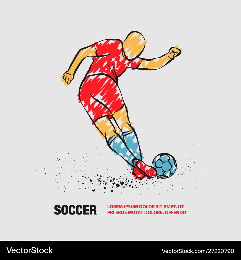 Tricky kick soccer player outline Royalty Free Vector Image