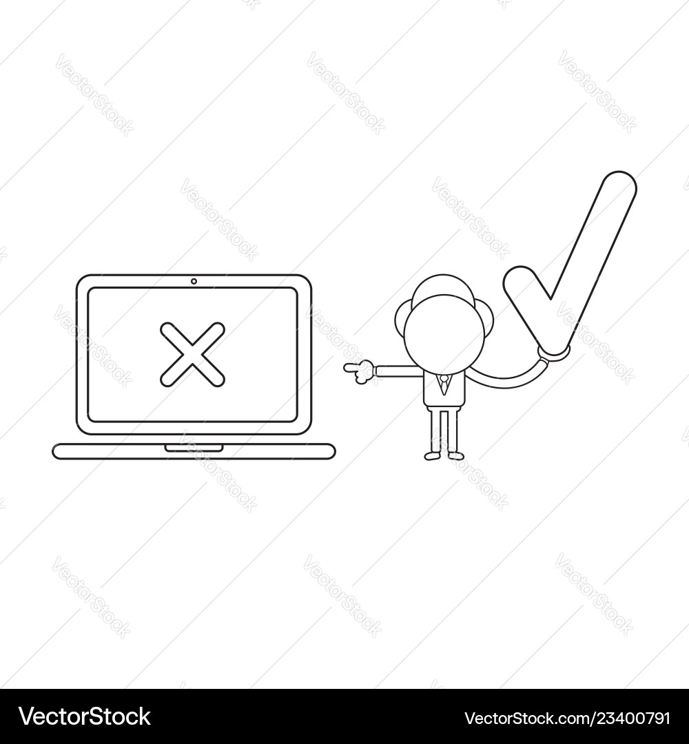 Businessman character holding check mark Vector Image
