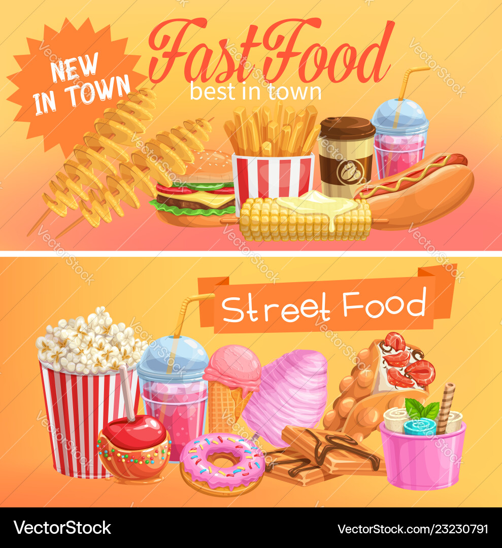 Delicious Fast Food Backgrounds Royalty Free Vector Image