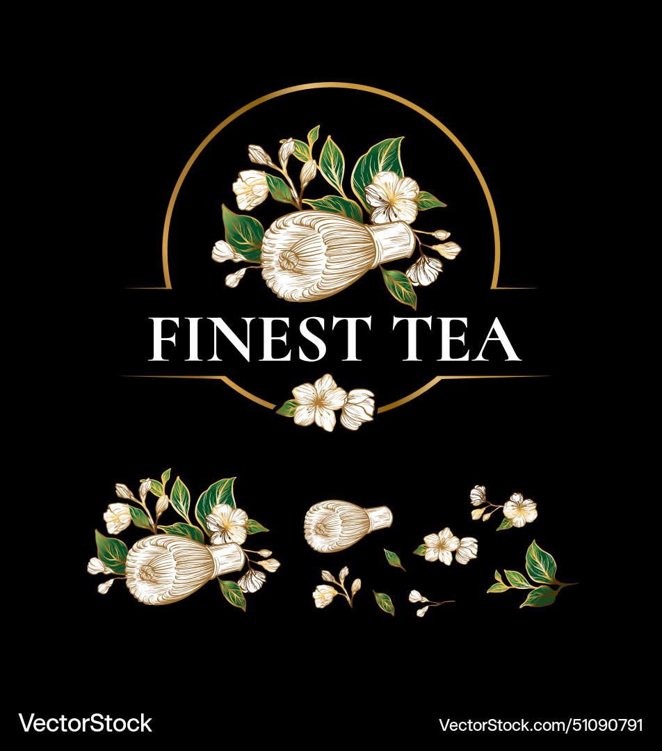 Finest tea logo design hand drawn Royalty Free Vector Image