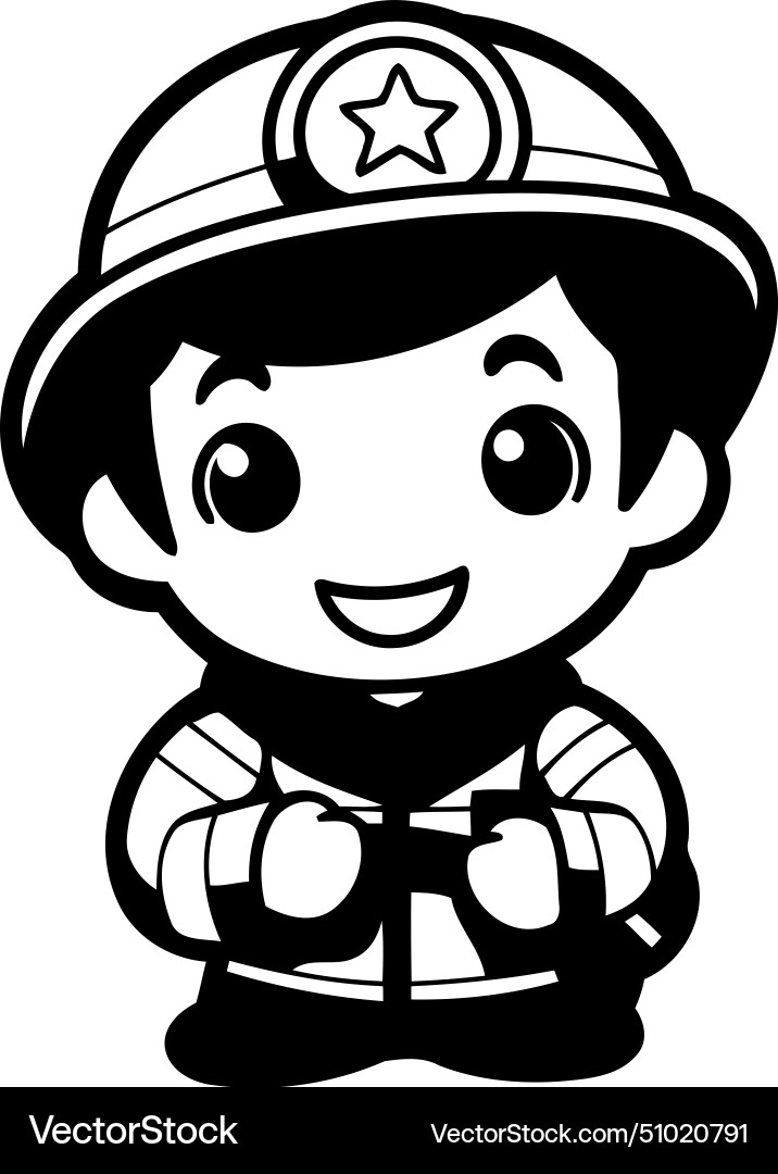Fireman - cute cartoon mascot character Royalty Free Vector