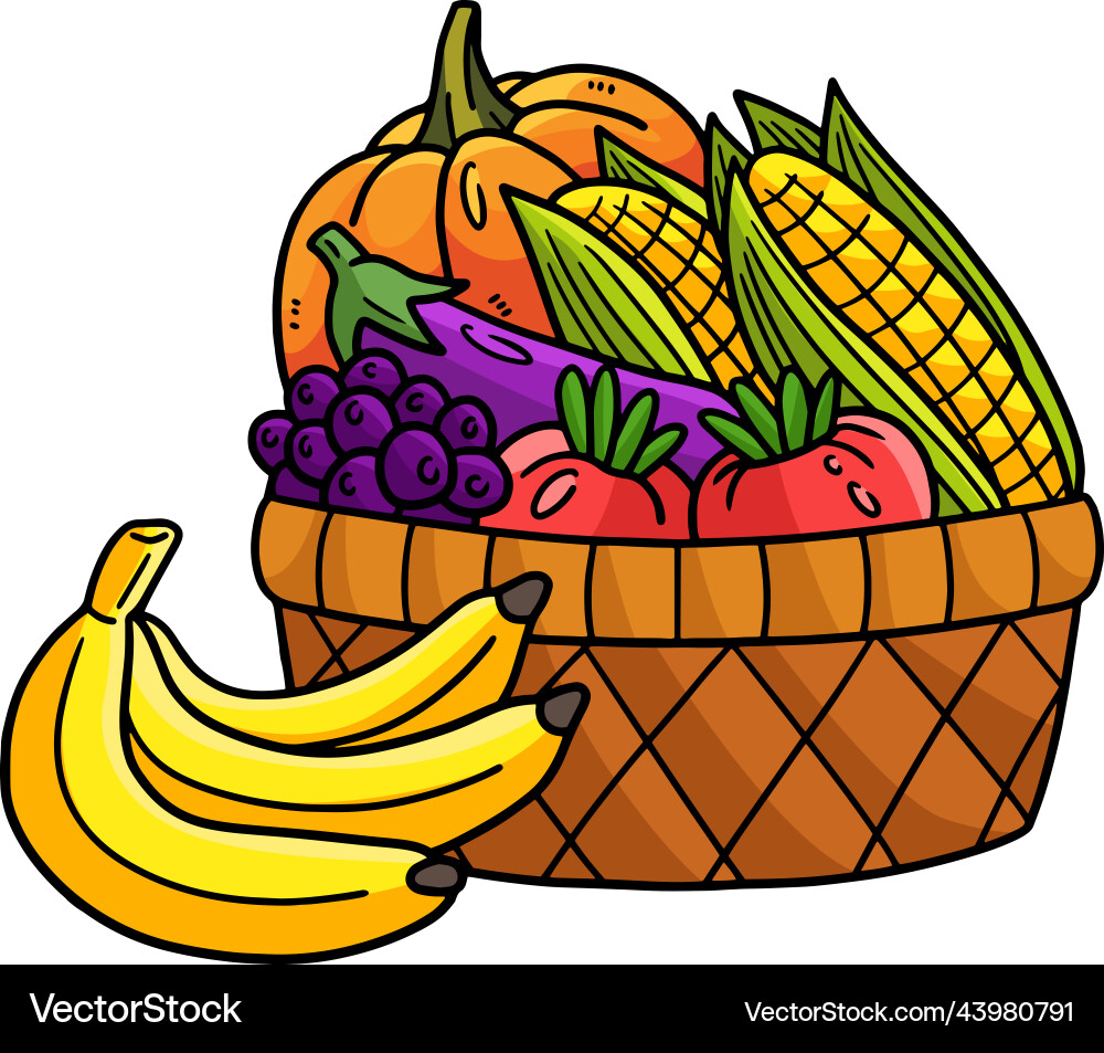 Drawing Basket Of Fruits And Vegetables Clip Art Library Library Of