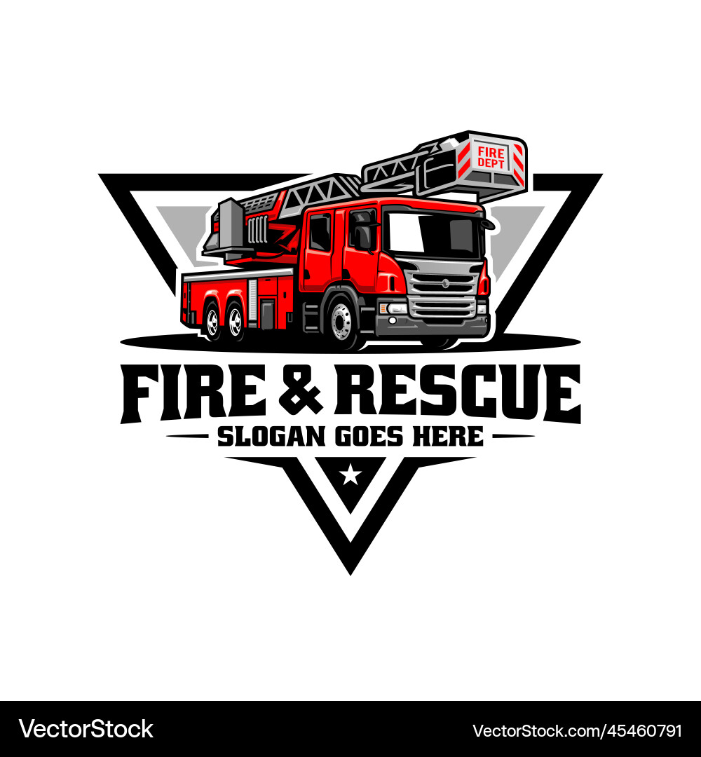 Red fire truck ladder logo Royalty Free Vector Image