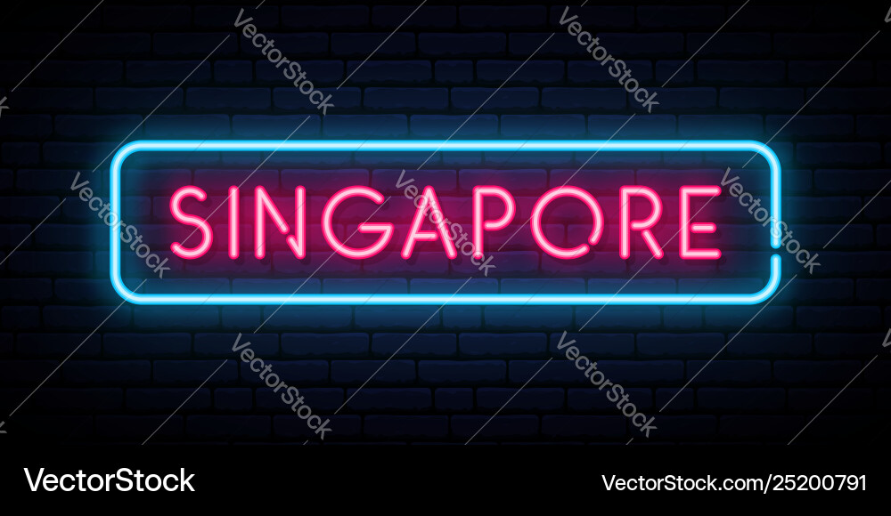 Singapore neon sign bright light signboard Vector Image