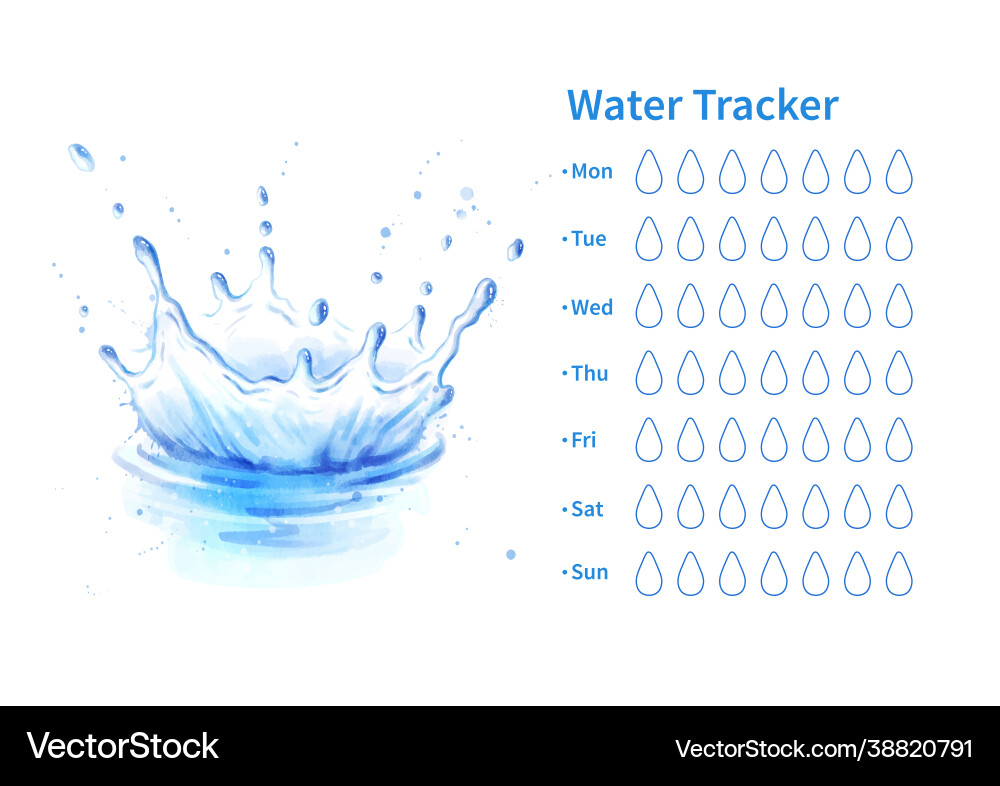 Water tracker with splash crown Royalty Free Vector Image