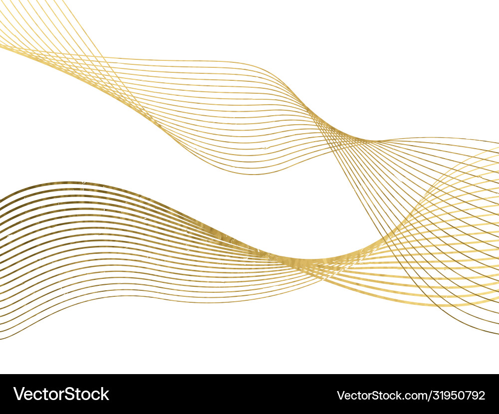 Abstract wave lines gold color isolated on white Vector Image