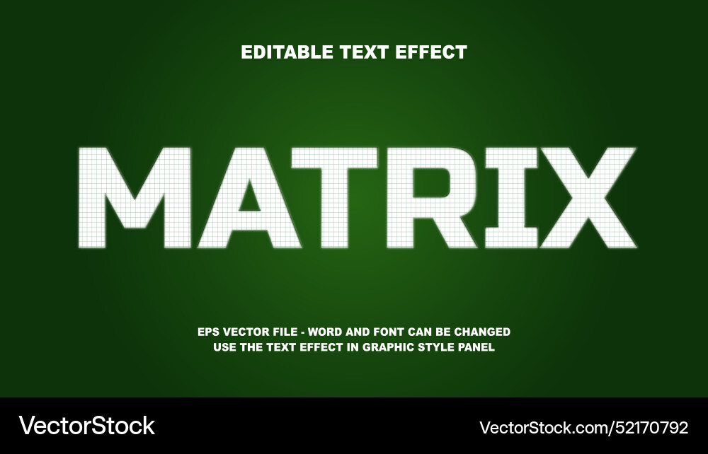 Editable text effect matrix 3d template Royalty Free Vector