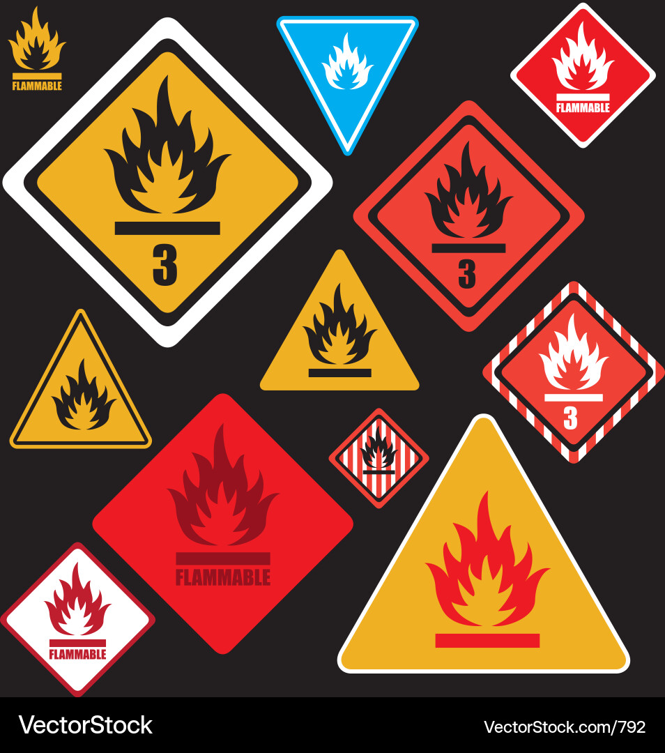 Flammable signs Royalty Free Vector Image - VectorStock