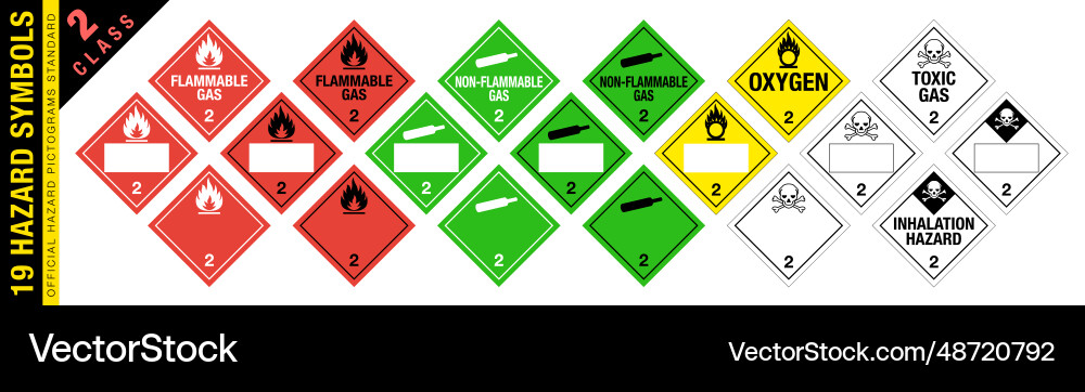 Full set of 19 class 2 isolated hazardous Vector Image