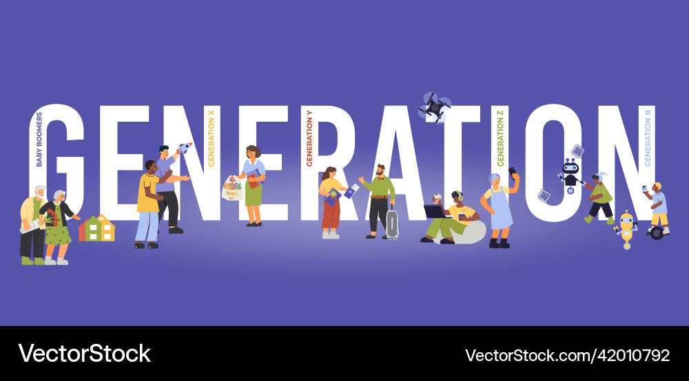 Human generations text composition Royalty Free Vector Image