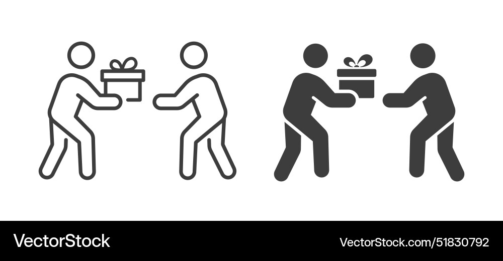 Icon depicting two people exchanging gifts Vector Image