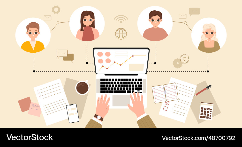 Online work connecting flexible job communication Vector Image
