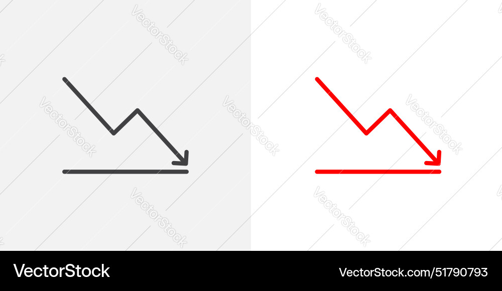Arrow trend-down icon set down trend chart Vector Image