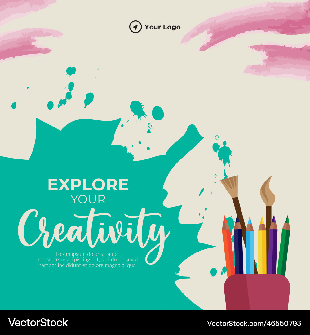 Banner design of explore your creativity template Vector Image