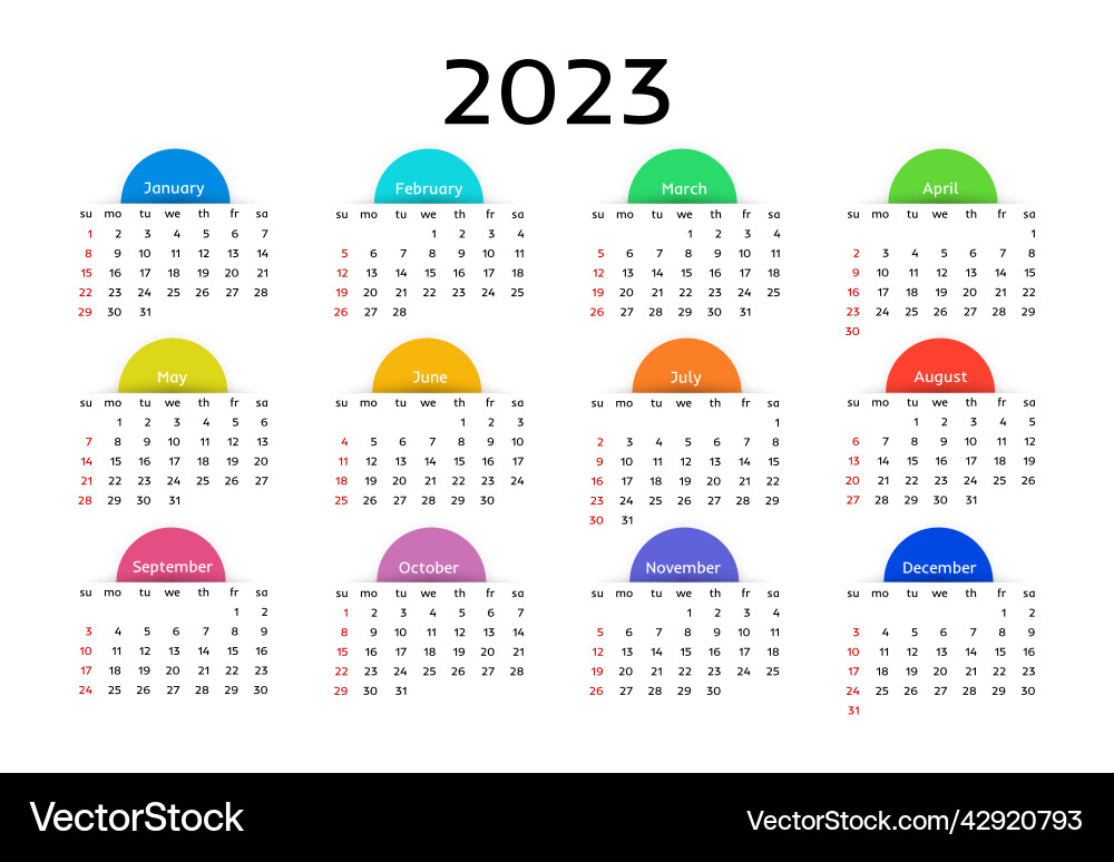 Calendar for 2023 isolated on a white background Vector Image