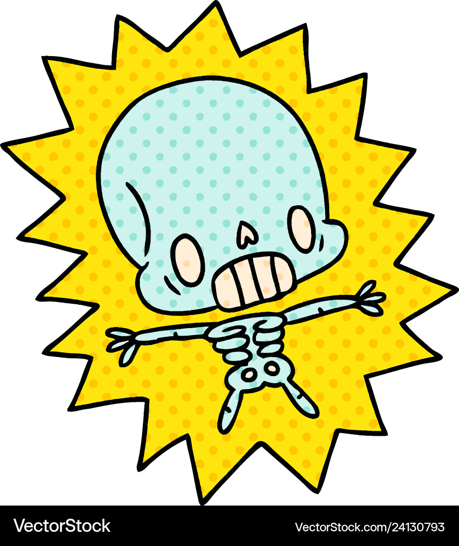 Cartoon kawaii electrocuted skeleton Royalty Free Vector
