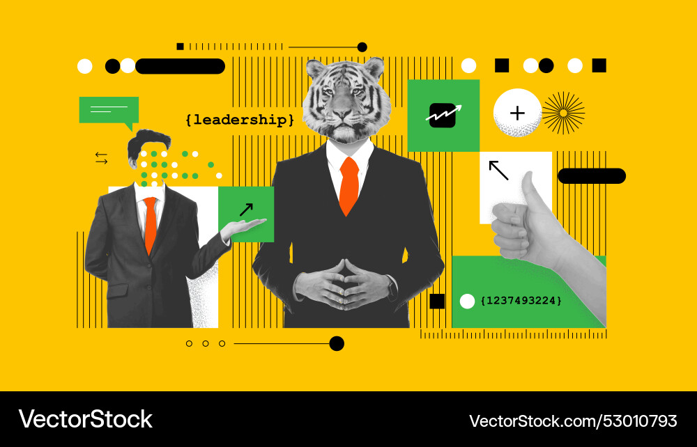 Collage poster design - leadership Royalty Free Vector Image